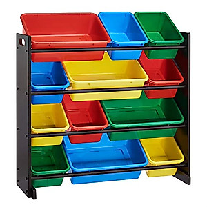 ROCKPOINT Kid‘s origanizer 12 Bins Espresso/Primary Toy Storage Organizer (HX2020-7)