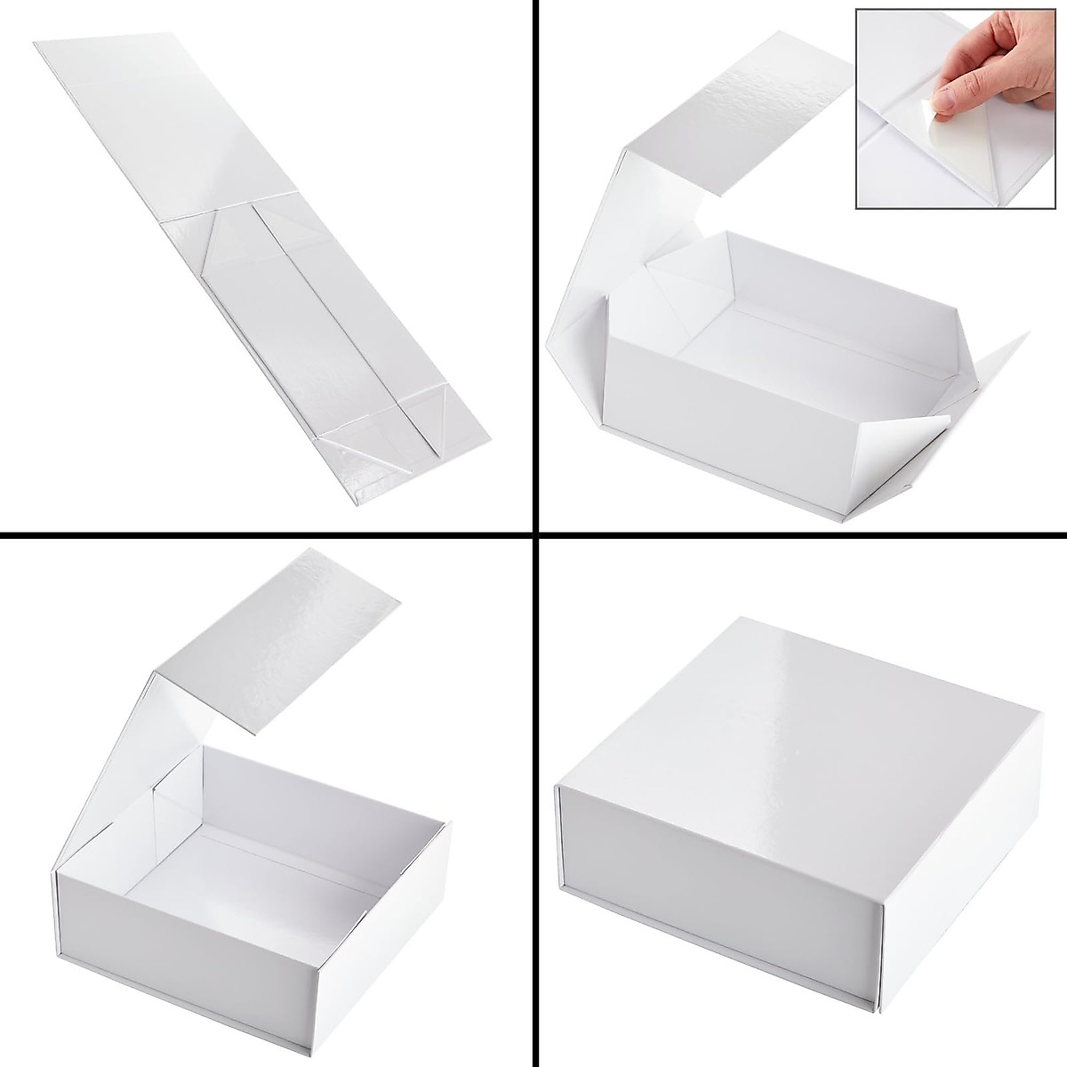 Stockroom Plus 6 Pack Proposal Boxes with Lid for Groomsmen, Bridesmaid, 9.5 x 9.5 x 3.5 Inch Square Glossy White Magnetic Gift Box for Parties, Retail