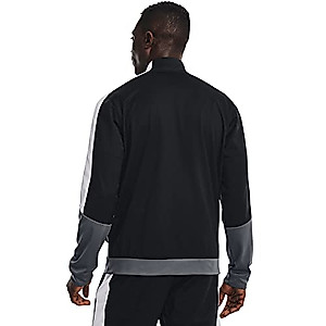 Under Armour Men's Standard Tricot Fashion Jacket, (001) Black/Pitch Gray/White, Small