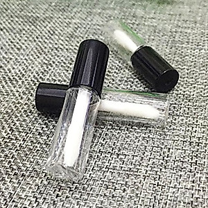 Mydio 50 Pack 1.2ML Clear Mini Lip Gloss Tube Empty Lip Balm Containers With Black Lid for Lipstick Samples