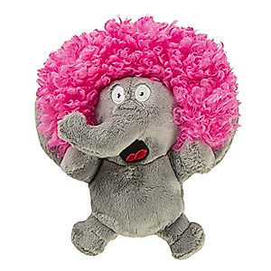 goDog Crazy Hairs Elephant Silent Squeak Plush Dog Toy, Chew Guard Technology - Gray, Large