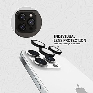 Pelican Camera Lens Protector w/ Aluminum Rings for iPhone 15 Pro Max/iPhone 15 Pro - 9H Tempered Glass - Durable Anti-Scratch, Anti-Shatter, HD View w/Night Shoot, Case Friendly, Easy Install - Black