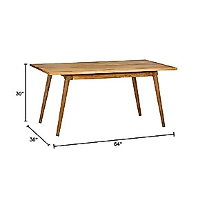 Amazon Brand - Rivet Clio Solid Rectangular Mango Dining table, Brown, 36" D x 64" W x 30" H
