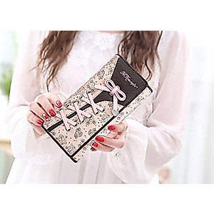 UTO-Wallet-for-Women Large Capacity PU Leather Pink Card Holder Phone Case Zipper Pocket Purse Clutch 204 (Pink)