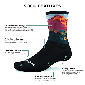 Swiftwick VISION SIX Impression, Parks Edition, Running and Cycling Socks (Yosemite Half Dome, Large)