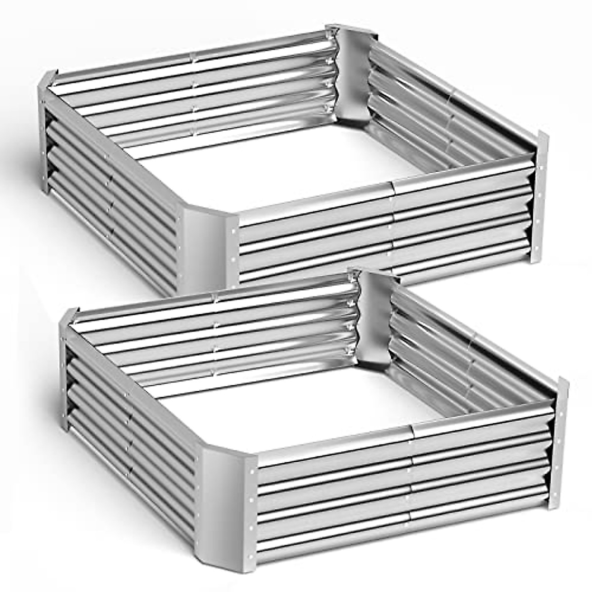 Raised Garden Bed Outdoor Aluminum Planter Box Kit for Vegetables Flower Herb, 2 Sets, 38x38x12 in