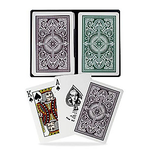 KEM Playing Cards Arrow Green and Brown, Bridge Size- Standard Index Playing Cards (Pack of 2) (1020681)