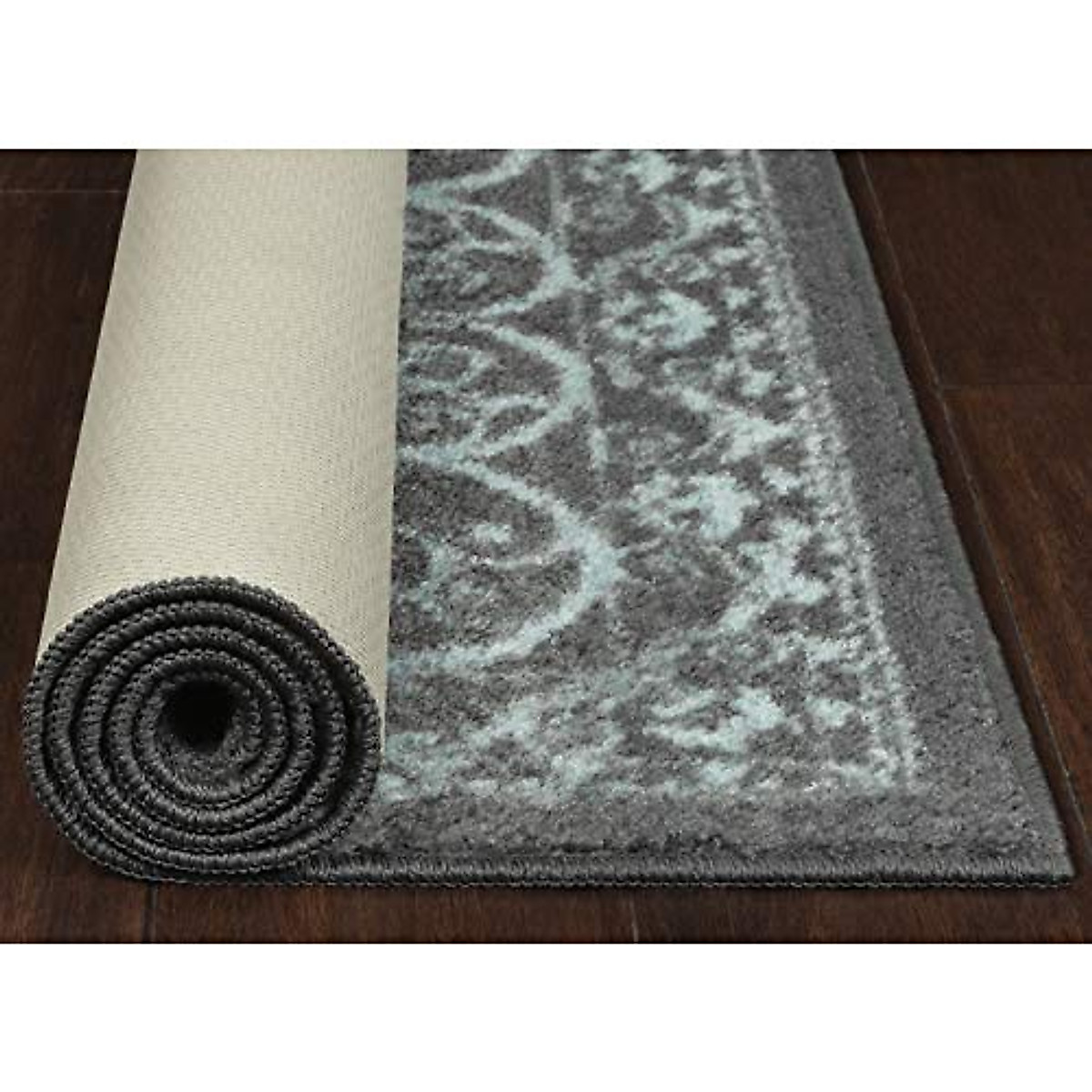 Maples Rugs Pelham Vintage Kitchen Rugs Non Skid Washable Accent Area Carpet [Made in USA], 1'8 x 2'10, Grey/Blue
