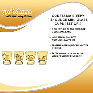 Gudetama Sleepy 1.5-Ounce Mini Glass Cups | Set Of 4