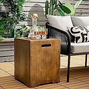 Renatone Fire Table Set, 50,000 BTU Rectangular Outdoor Propane Fire Pits w/ 16" Tank Cover Box, Waterproof Cover, CSA Certified for Patio, Balcony, Deck, Garden