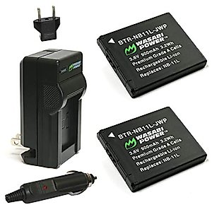 Wasabi Power Battery (2-Pack) and Charger for Canon NB-11L, NB-11LH and Canon PowerShot A2300 IS, A2400 IS, A2500, A2600, A3400 IS, A3500 IS, A4000 IS, ELPH 110 HS, ELPH 115 HS, ELPH 130 HS, ELPH 135 IS, ELPH 140 IS, ELPH 150 IS, ELPH 160, ELPH 170 IS, EL