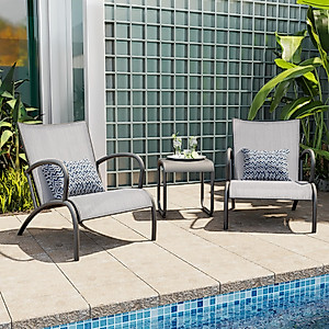 3-Piece Patio Bistro Set, Aluminum Outdoor All-Weather Furniture for Porch, Balcony Wide Ergonomic Chairs, Aluminum Side Table