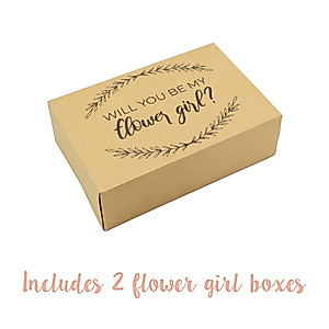 Pop Fizz Designs Proposal Box Set (2 Pack) | Flower Girl Gift Boxes for Bridal Shower, Wedding, Kraft Style