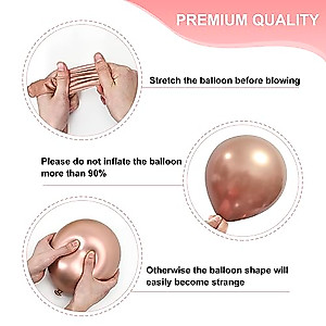 RUBFAC 65 Pcs 12 Inches Pink Balloon Arch Garland Kit, Hot Pink Rose Gold Chrome Balloons for Birthday Shower Princess Theme Party Background Decorations