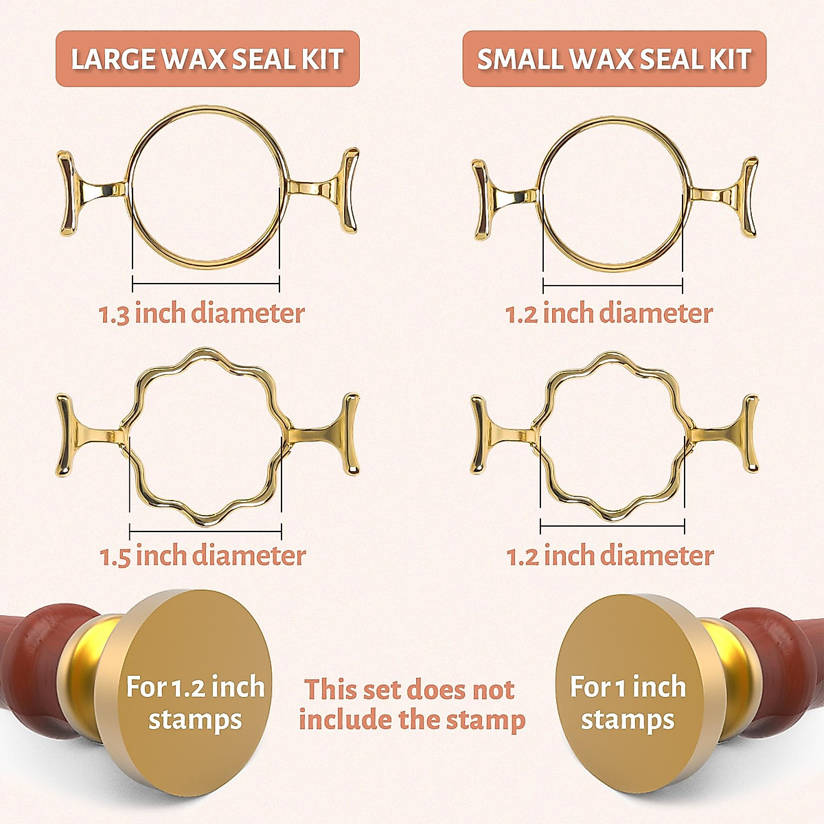 Yelsky 2 Metal Wax Seal Molds with Round and Flower Shape for 1 Inch Wax Seal Stamp, Wax Sealing Silicone Mat, Craft Adhesive Waxing for Wedding Invitations Envelopes Cards Gifts Wine Packaging