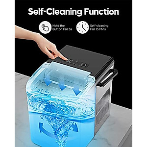 Silonn Countertop Ice Maker Machine with Handle, Portable, Makes up to 27 lbs. of Ice Per Day, 9 Cubes in 7 Mins, Self-Cleaning with Ice Scoop and Basket