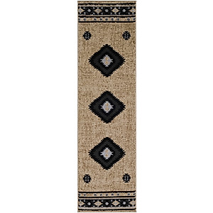 Hauteloom Hoylake Southwestern Tribal Living Room Bedroom Dining Room Aztec Area Rug - Native American Indian Indie Carpet - Brown, Gray, Black - 7'10" x 11'2"