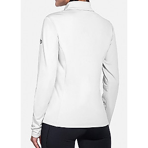 BALEAF Women's Horse Riding Shirts Long Sleeve Half Zip Pullover Fleece Jacket Winter Cold Weather Running Gear White L