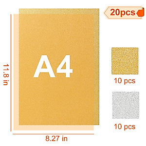 VGOODALL Glitter Paper Cardstock,20 Sheets Silver Gold Glitter Cardstock A4 Size 250gms Craft Paper Christmas Cardstock Christmas Gift Wrapping For Card Making Scrapbooking DIY