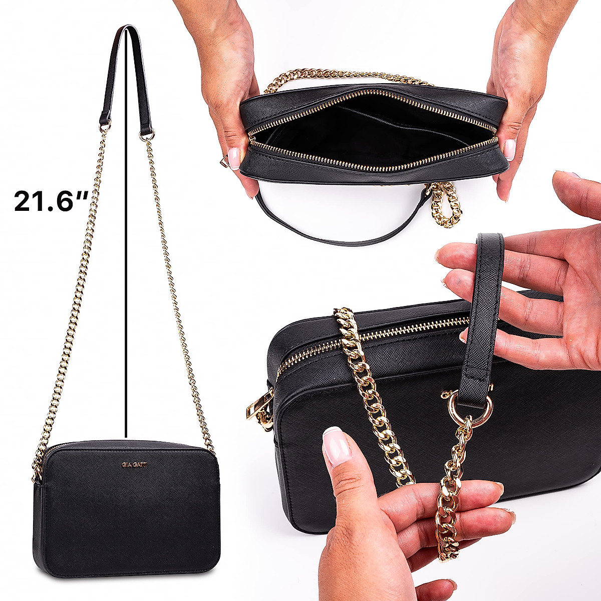 Elegant Faux Leather Crossbody Purse Bag For Women - Over The Shoulder Small Crossbody Purse - Women's Jet Set Cross Body Bag (Green)