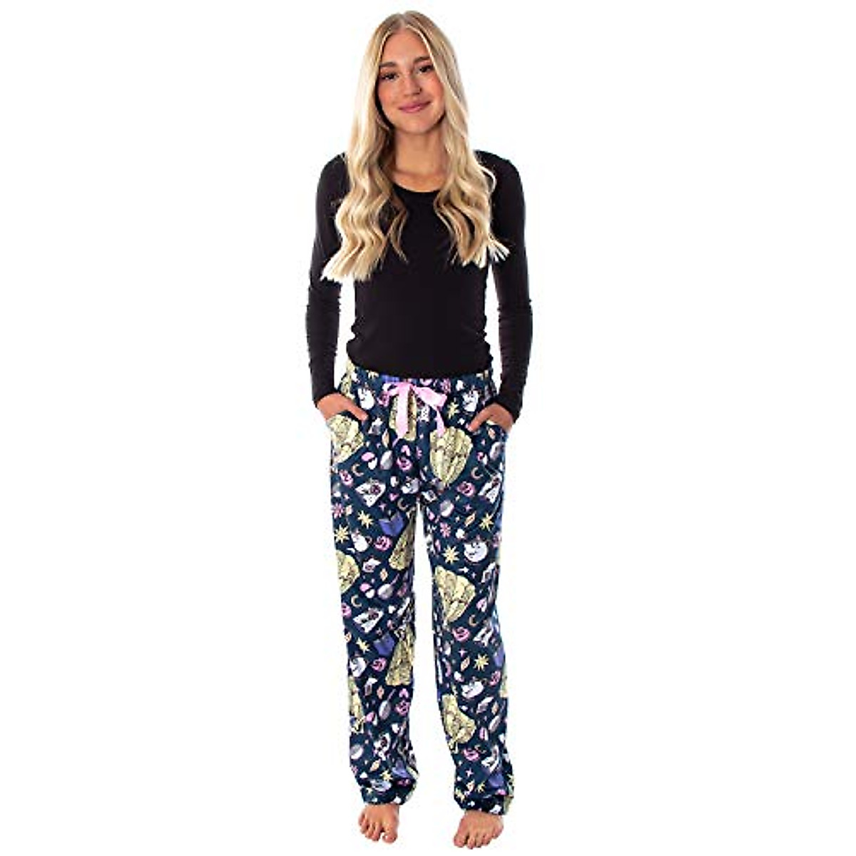 Disney Princess Women's Beauty and The Beast Allover Design Smooth Touch Fleece Sleep Bottoms Lounge Pajama Pants (2X-Large)