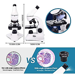 USCAMEL Microscope for Adults Kids, 100X-2000X Magnification Microscope with Microscope Slides Phone Adapter, Compound Monocular Microscope Kit for Students School Home Education