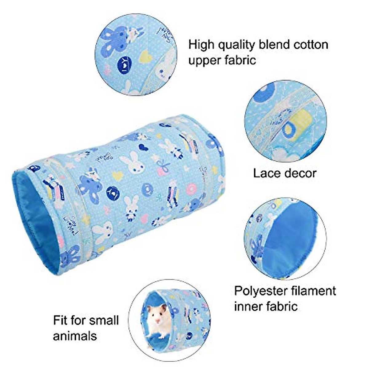 Sparkfire 2Pcs Guinea Pig Tunnels and Tubes, Small Pet Play Tunnel Toys, Hideout Tunnel for Hedgehog, Hamster, Mice, Rats, Gerbil Rat, Squirrel