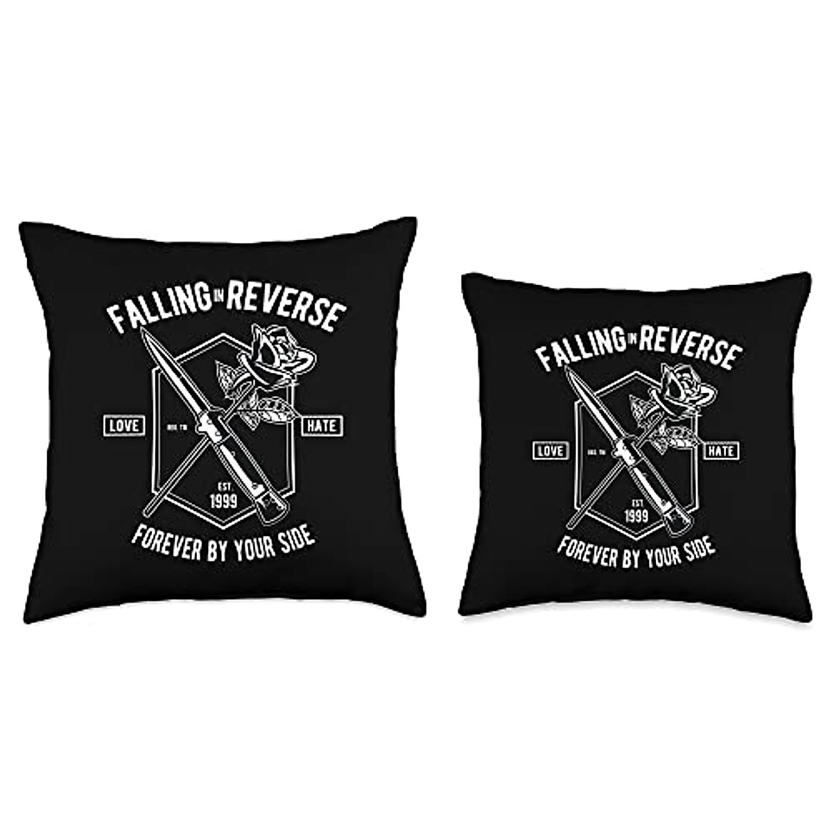 1999 Flower and Knife Love Hate Funny Gift Falling in Reverse Love-Hate Forever by Your Side Fashion Throw Pillow, 18x18, Multicolor