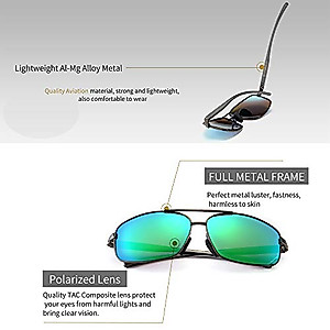 SUNGAIT Ultra Lightweight Rectangular Polarized Sunglasses UV400 Protection (Gunmetal Frame Green Mirror Lens, 62) Metal Frame 2458 QKLV