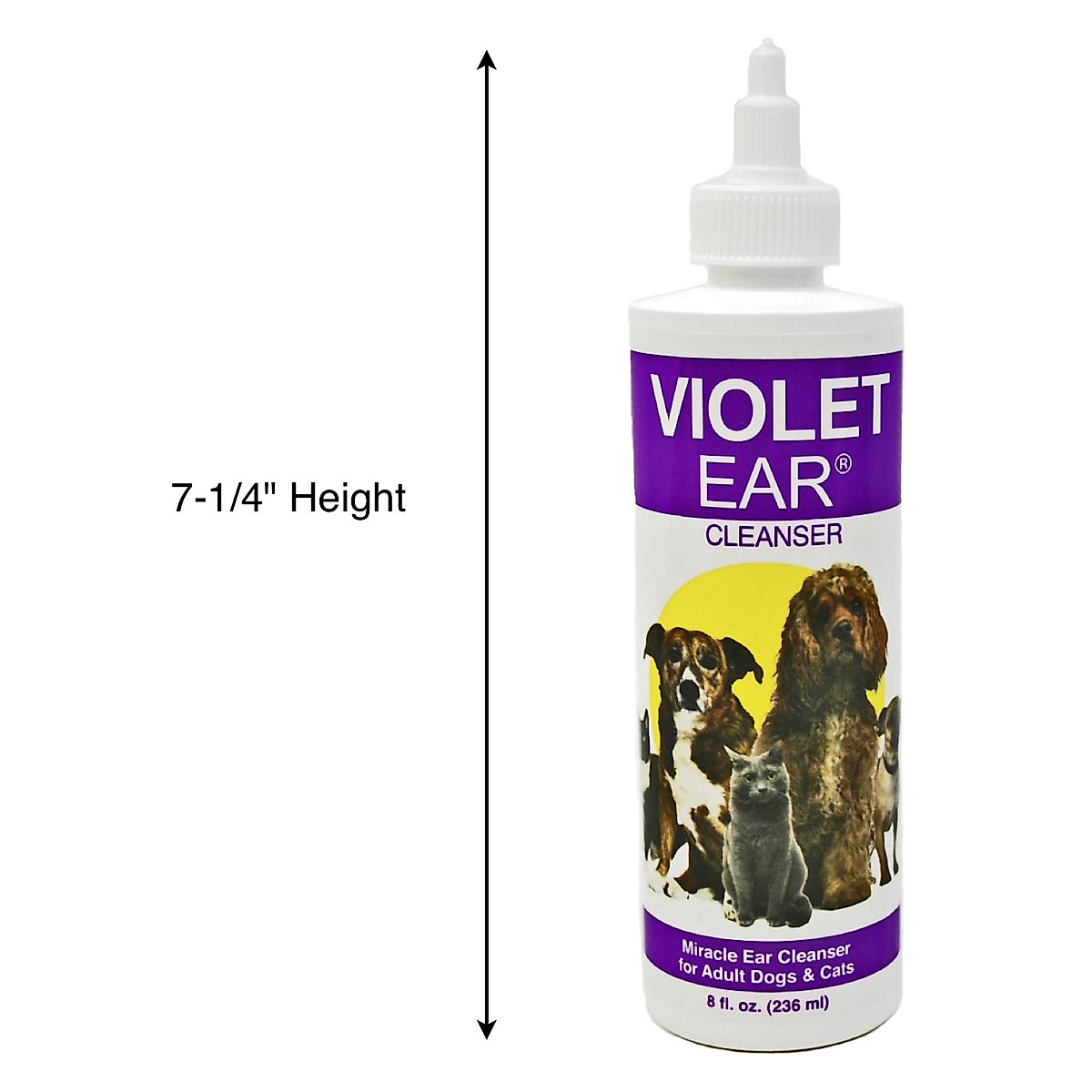 Violet Pet Ear Cleaner, 8 oz Provides Immediate Relief from Itching, Irritation, Inflammation and Odor. Ends Chronic Ear Infection Cycle.