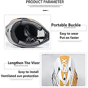 YMKJGZS Dirt Bike Motorcycle Full Face Riding Helmet, Racing Crash Motocross Helmet Sport Off-Road Mountain Helmet Adults ATV Helmet DOT Approved Unisex Helmet with Gloves Goggles Mask (14,M)