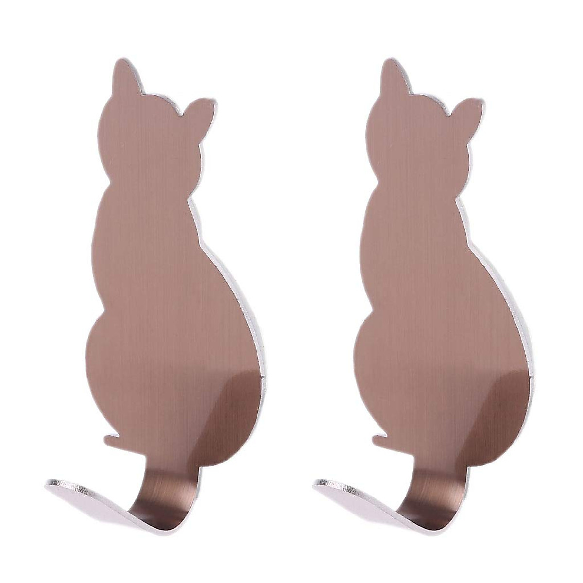 ZHIZHOU Hanger Hooks 2 Pieces Cat Tail Shaped Decorative Stainless Steel Wall Door Clothes Coat Key Hanger Hook Rack Gray