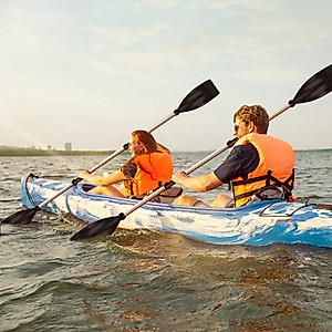 Kayak Paddles, Pair of Detachable Boat Oars Lightweight Aluminum Alloy Ribbed Blade Boat Paddleboard for Kayaking Boating Canoeing Surfing Outdoor Water Sports- 2 Pieces