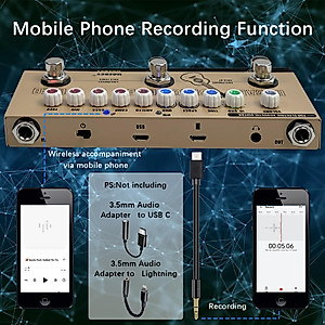 HOEREV Multi Effects Guitar Pedal Delay Reverb Phase Chorus Distortion Overdrive Multi Effects Pedal for Acoustic Guitar Built-in Battery