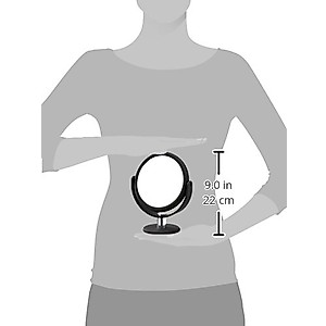 Danielle Portable Two-Sided Vanity Makeup Mirror with 12x Magnification, Midnight Matte Black