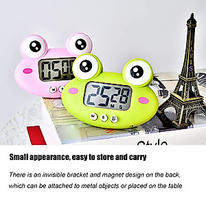 MOSHOU Kitchen Timer, Cute Animal Countdown Timer Hangable Alarm Clock with LCD Large-Screen Visual Clock for Cooking, Bake, Sport Game,Study, Lunch Break (Dark Purple Cattle)