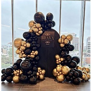 Black and Gold Balloon Garland Arch Kit, 158 Pcs 18" 10" 5" Latex Balloon Set for Baby Bridal Shower Birthday Wedding Bachelorette Party Decorations Supplies