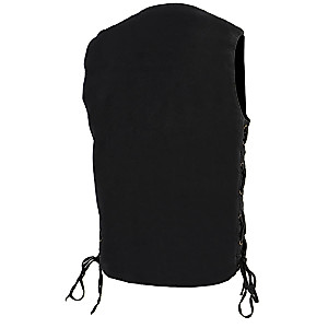 Milwaukee Leather DM1990 Men's Black 10 Pocket Side Lace Denim Vest - 4X-Large