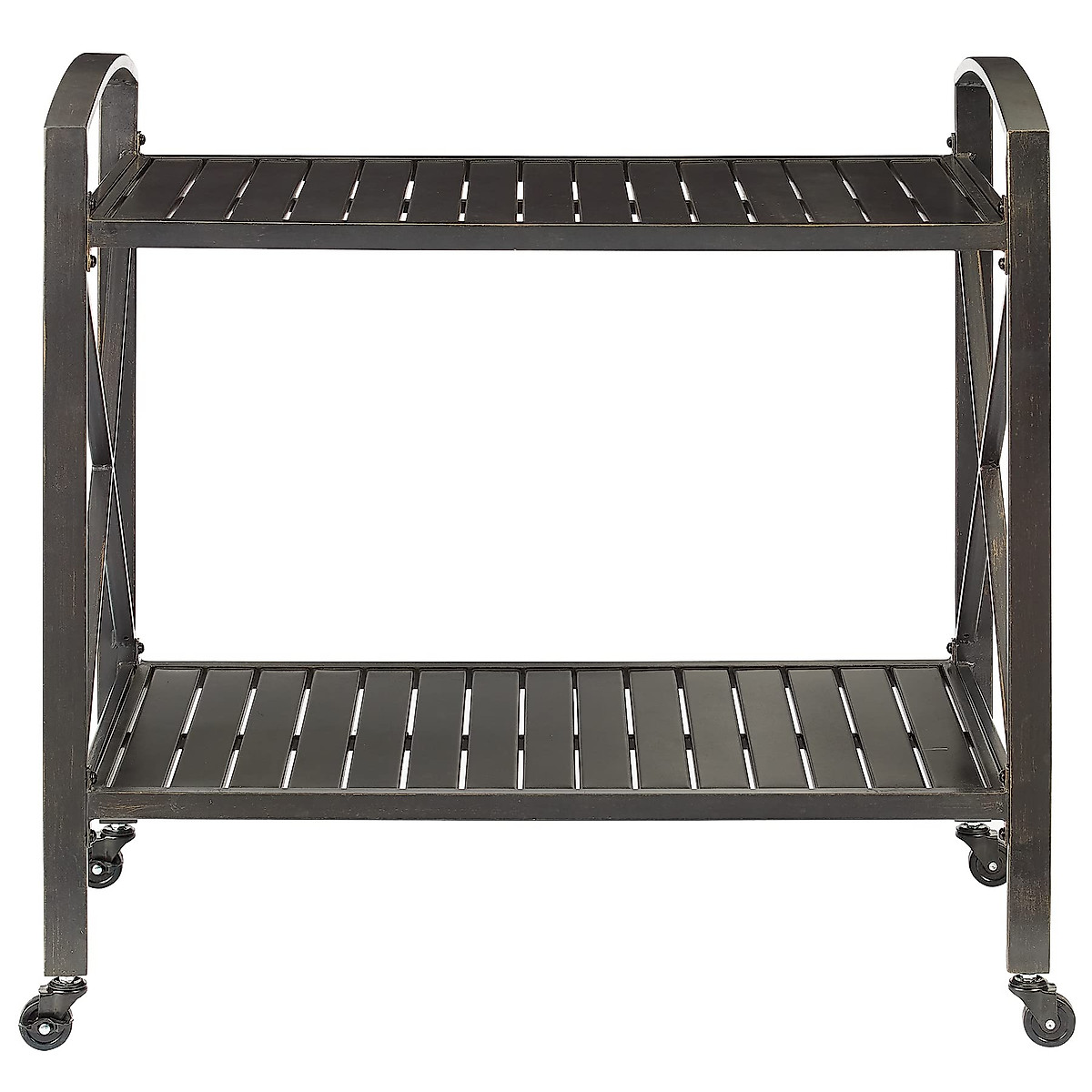 Crosley Furniture Kaplan Rolling Metal Outdoor Bar Cart for Backyard, Pool, Patio, Deck, Oil-Rubbed Bronze