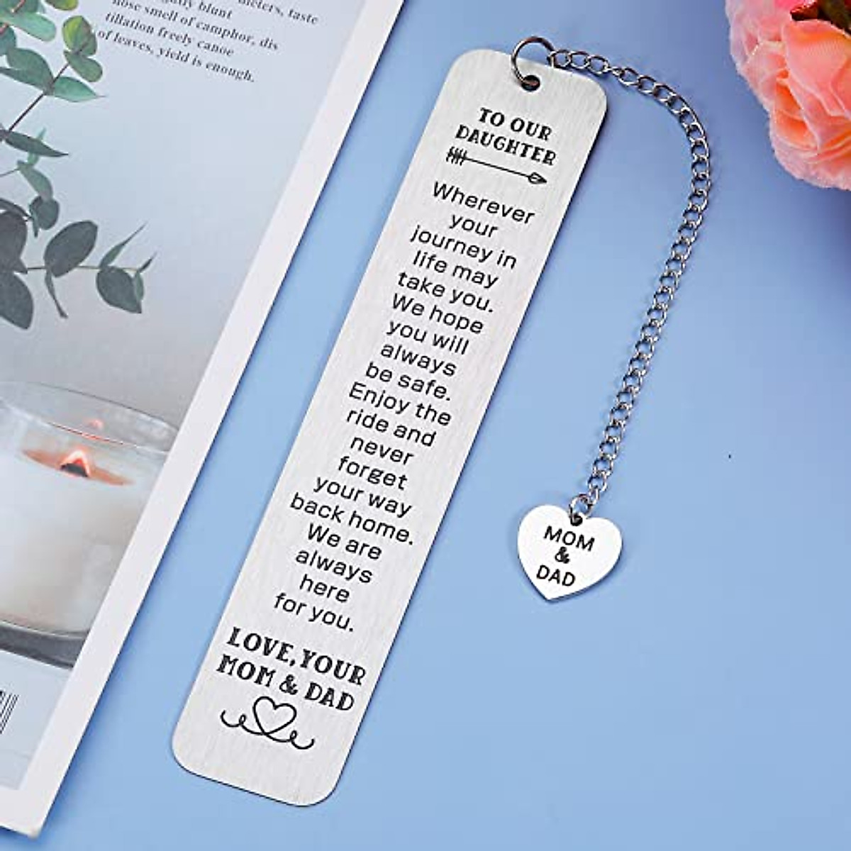 Christmas Gifts for Daughter from Mom and Dad Inspirational Bookmark Stocking Stuffers for Teens Girl Birthday Presents from Father for Daughter in Law Stepdaughter Graduation Back to School Gifts