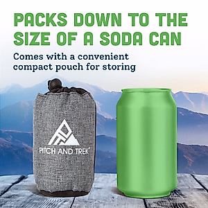 Pitch and Trek Camping Pillow with Removable Cover, Ultralight Portable Compact Inflatable Pillow for Neck Lumbar Support, Compressible Pillow for Hiking, Beach, Hammock, and Backpacking Gear