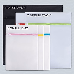 Zippered Mesh Laundry Bag - Various Sizes, Durable Breathable Material, Color Coding, Secure Zipper Closure (Set of 6)