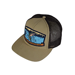 Sendero Provisions Co. Outdoor Snapback Hat with Fly Fishing Sublimated Patch & Mesh Back for Breathability (Khaki/Brown)