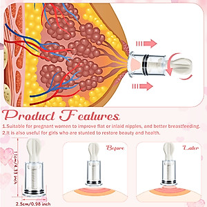 BBTO 8 Pieces Nipple Suction Cups Nipple Corrector Sucker Nipple Pullers Aspirator Women Nipple Flat Inverted for Breastfeeding Silicone with Case (Blue, Pink,1 Inch)