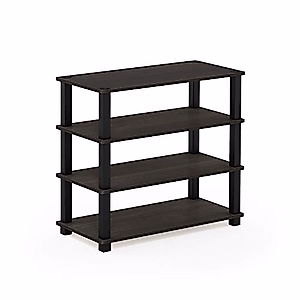 Furinno Turn-S-Tube 4-Tier Shoe Rack, Espresso/Black