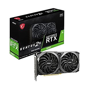 MSI Gaming GeForce RTX 3060 8GB GDRR6 128-Bit HDMI/DP PCIe 4 Torx Twin Fan Ampere OC Graphics Card (RTX 3060 Ventus 2X 8G OC)