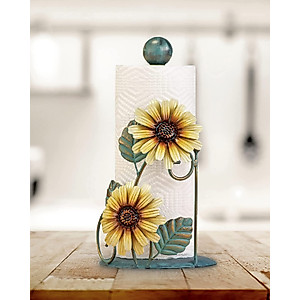 Sunflower Paper Tower Holder Kitchen Home Desk Holders, Metal Free Standing Detachable Black Paper Holder, Stainless Base Hollow Butterfly Paper Storage Shelf, Bathroom Floor Decoration Accessories