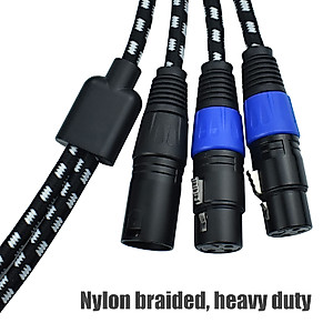 Mugteeve XLR Y Splitter 2 Female to 1 Male, 5 Feet Microphone XLR Breakout Cable Balanced Left and Right Dual Female to Single Male, Nylon Braided Heavy Duty, Noise Free, for Mixer/Speaker/MIC