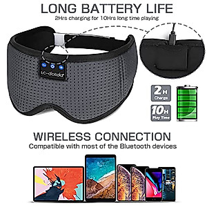 Sleep Mask with Bluetooth Headphones,LC-dolida Sleep Headphones Bluetooth Sleep Mask 3D Sleeping Headphones for Side Sleepers Best Gift and Travel Essential (Classical Grey)
