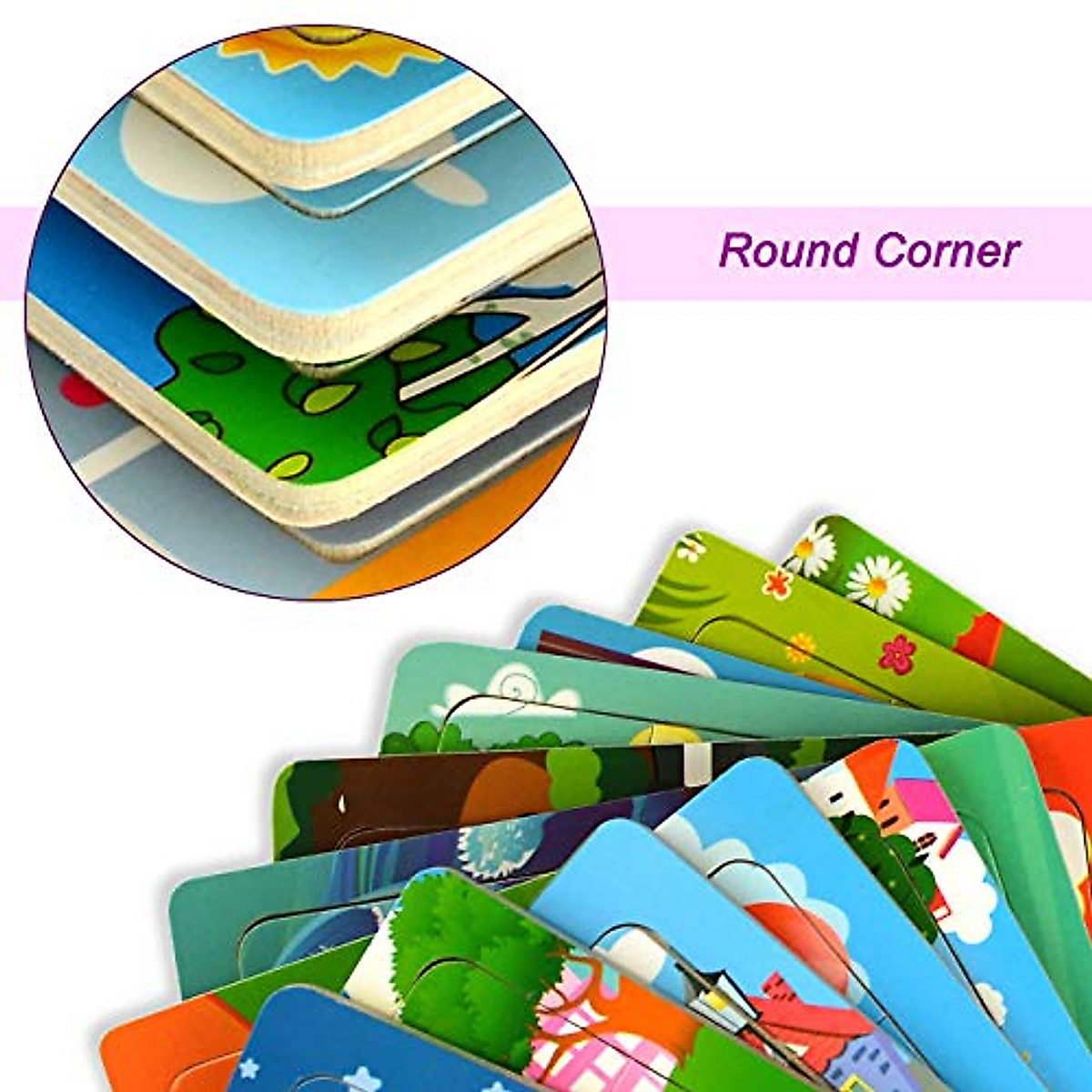 Vileafy 6 Pack Easy Small Travel Puzzles for Kids Ages 3-5 Years Old, Children Cars Wooden Puzzles 16 Piece, Early Educational Toys & Gifts for Boys and Girls